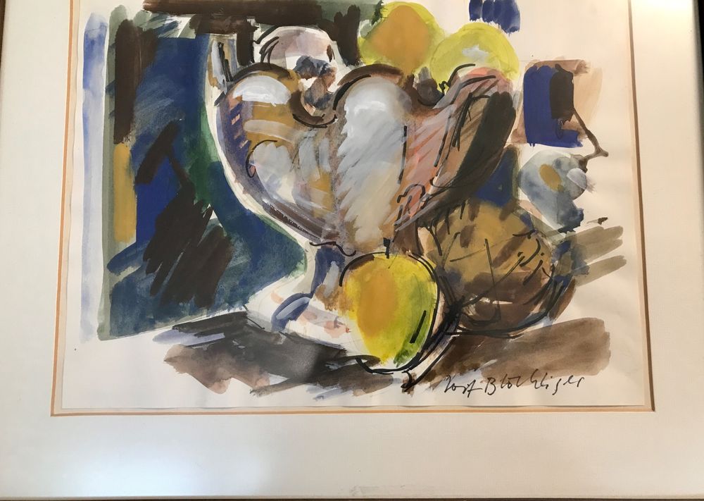 Antike signierte Just Blöchlinger Aquarelle Fruche schale | Kaufen auf Ricardo