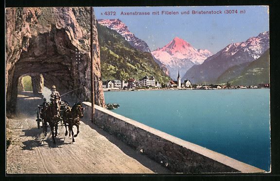 Flüelen, Axenstrasse mit Blick zum Ort | Kaufen auf Ricardo Flüelen, Axenstrasse mit Blick zum Ort | Kaufen auf Ricardo