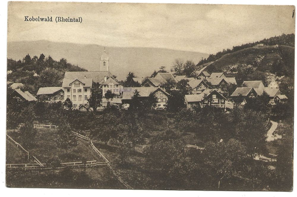 Kobelwald (SG) Rheintal - Dorfpartie mit Kirche - 1914 (Gebraucht) in Engelburg für CHF 24.9 ...