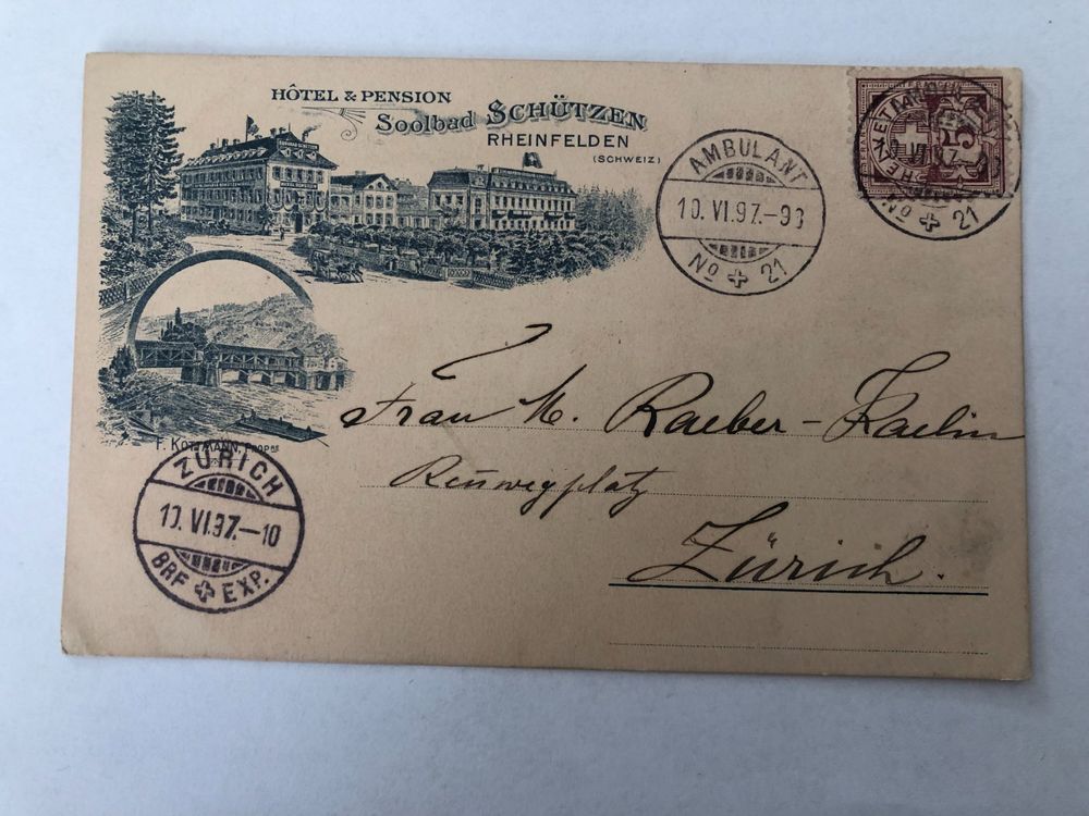 Rheinfelden Hotel Pension Soolbad Vorläuferkarte 1897 | Kaufen auf Ricardo