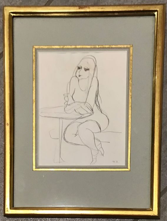 Antike Zeichnung von eine Dame Monogrammiert | Kaufen auf Ricardo