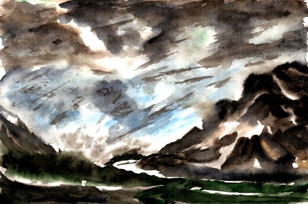Aquarell: Dunkle Wolken (Neu (gemäss Beschreibung)) in Fribourg für CHF 3 – mit Lieferung auf ...