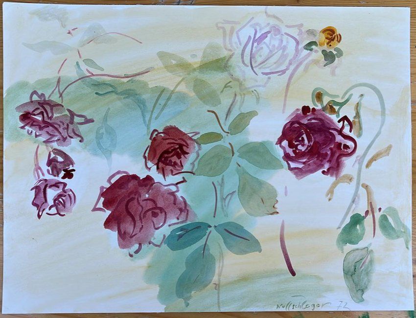 Aquarell Rosen, signiert Hans Wullschleger (ID b3799) (Gebraucht) in Gelterfingen für CHF 1 ...
