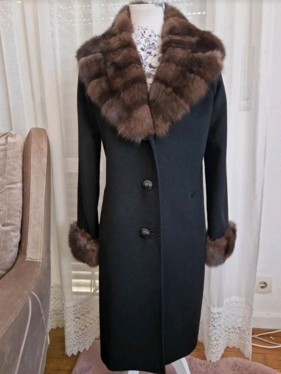 Kaschmir Wollmantel Mantel Zobel Pelz 36 S sable (Gebraucht) in ...