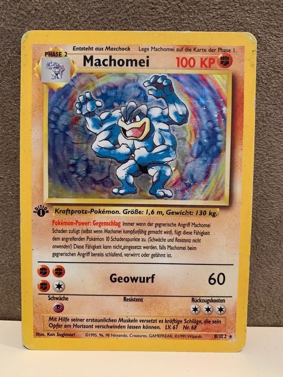 Pokemon *1. Edition Machomei HOLO RARE Base Set DE 8/102 | Kaufen auf Ricardo