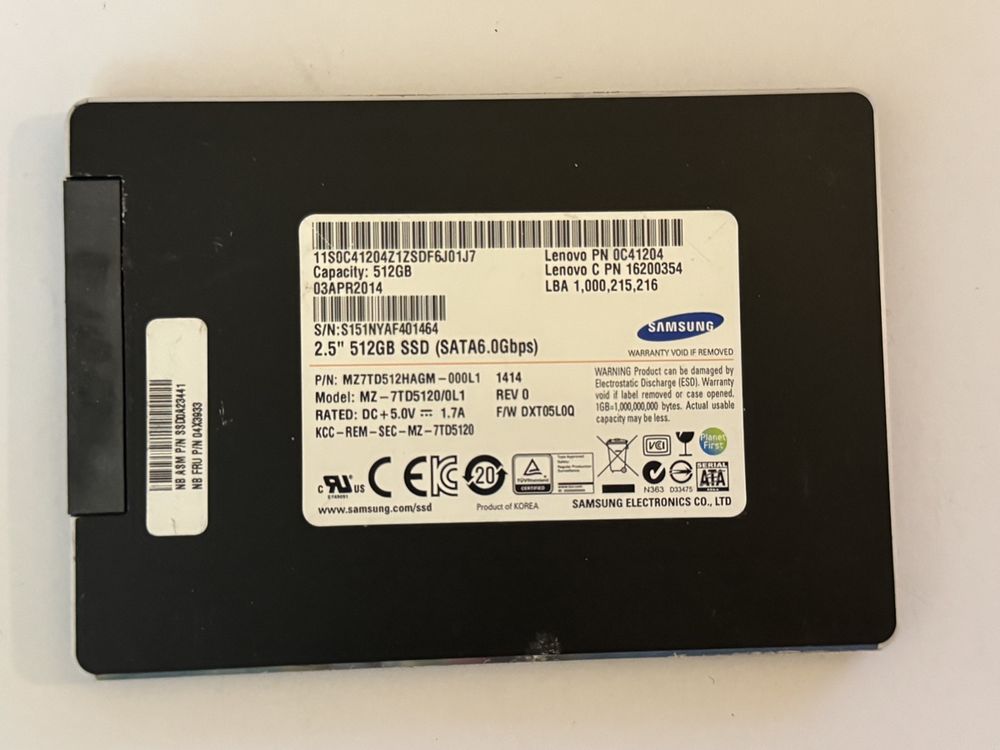 Samsung SSD 512GB SATA 2.5". Getestet funktioniert einwandfr (Gebraucht ...