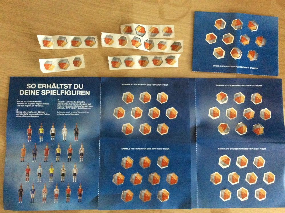 Tipp Kick Mania Migros 5 volle Karten + 22 Sticker (Neu (gemäss Beschreibung)) in Toffen für CHF ...