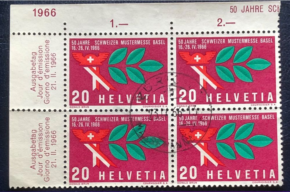 4 er Block Nr.440 mit Stempel Zürich (Gebraucht) in Aarau für CHF 0.4 ...