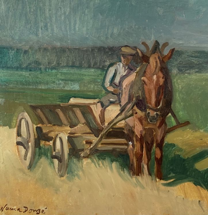 Numa Donzé (1885-1952) Gemälde - Bauer mit Pferdekutsche | Kaufen auf ...