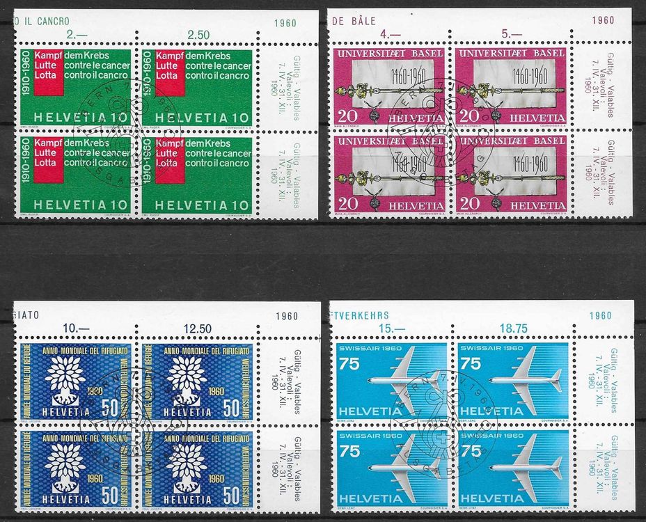 1960: Werbemarken Viererblock Serie Nr.351-354 ET | Kaufen auf Ricardo