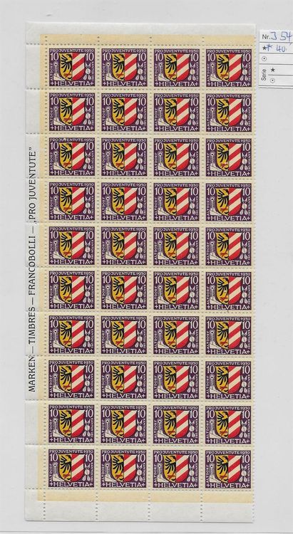 J54 ** 40 timbres 1/2 feuillet (Neu (gemäss Beschreibung)) in Sorvilier für CHF 6 – mit ...