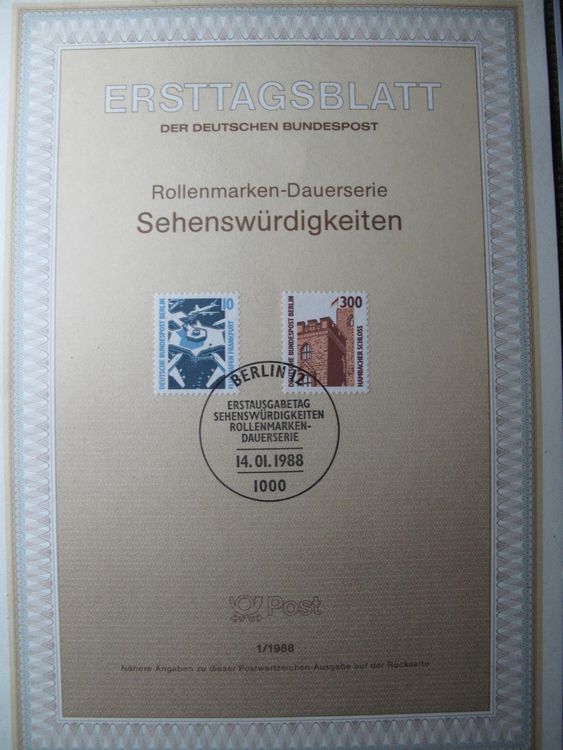 Berlin 1988 /01Sehenswürdigkeiten Ersttagesblatt (Gebraucht) in Wil SG für CHF 1.5 – mit ...