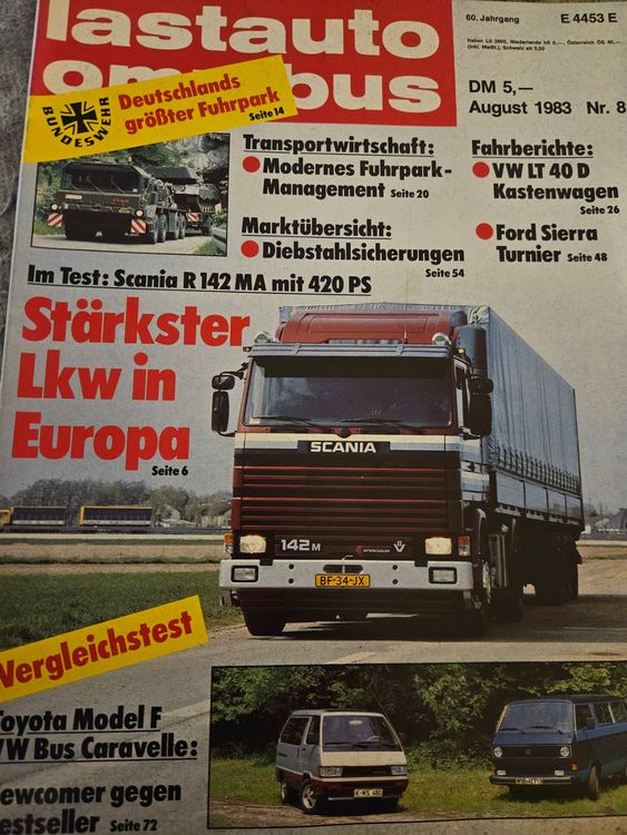 Lastauto Omnibus 8/83 Scania 142 VW Bus LT 40 Drögmöller xx (Gebraucht ...