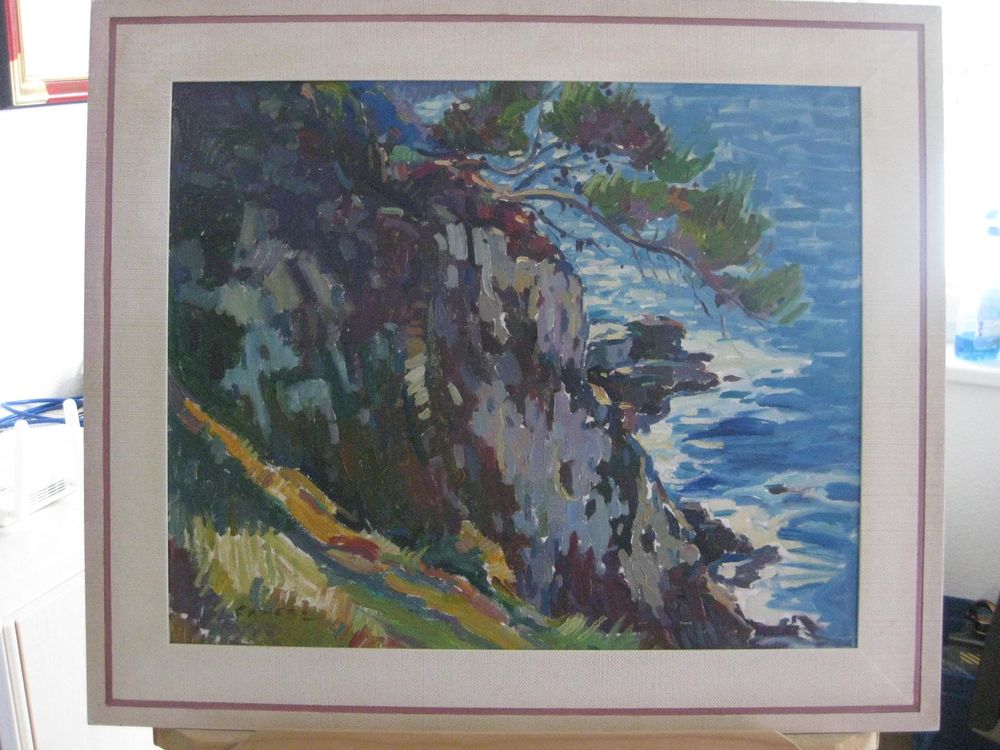 Oelbild einer Küste auf Leinwand, signiert | Kaufen auf Ricardo