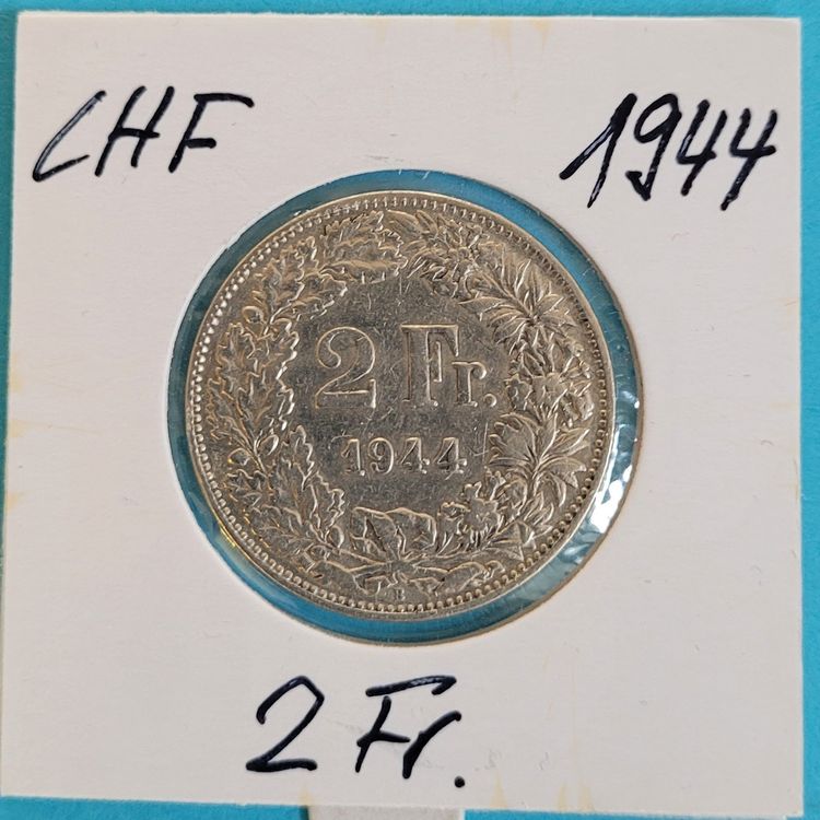 2 Franken 1944 Silber TopErhaltung (Gebraucht) in Oberriet SG für CHF 6 – mit Lieferung auf ...