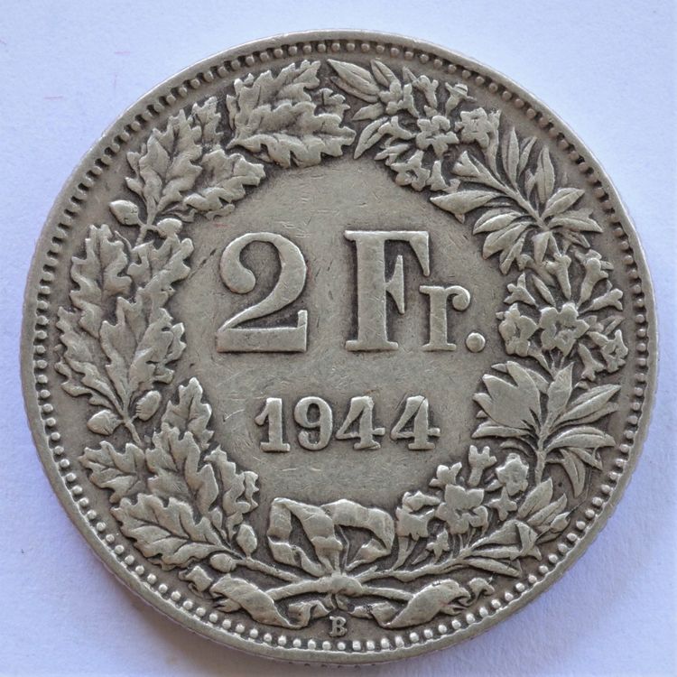 Schweiz / Suisse - 2 Franken - 1944 (Gebraucht) in Rotkreuz für CHF 8 – mit Lieferung auf ...