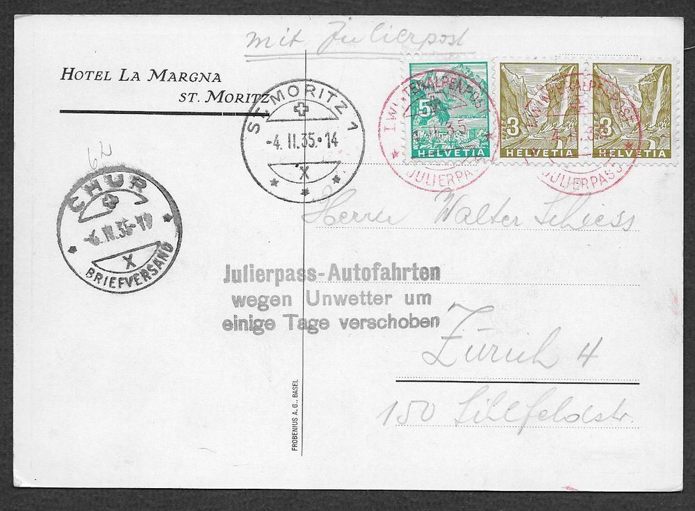 1935: AK St.Moritz Hôtel La Margna (D'occasion) à Walperswil pour CHF 2 ...