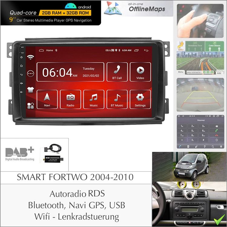 Smart Fortwo W450 Autoradio DAB+ Android 32GB Android 12 (Neu und originalverpackt) in Chiasso ...