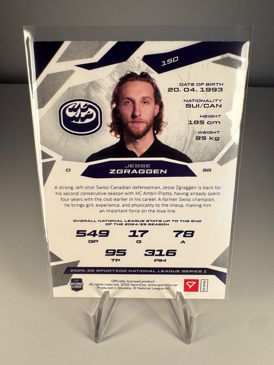 150 Jesse Zgraggen HC Ambrì-Piotta SportZoo 2025/26 (Neu (gemäss ...