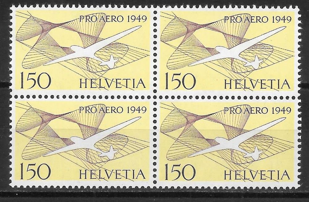 Flugpost F45 Viererblock Pro Aero 1949 ** 27.4.1949 (Neu (gemäss Beschreibung)) in Olten für CHF ...