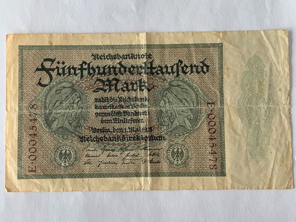 Reichsbanknote 500‘000 Reichsmark 1. Mai 1923 | Kaufen auf Ricardo