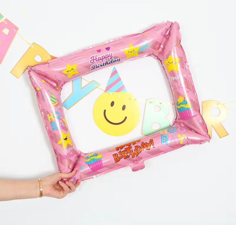 Aufblasbarer Ballon-Fotorahmen Geburtstag Party Deko Rosa (Neu und ...