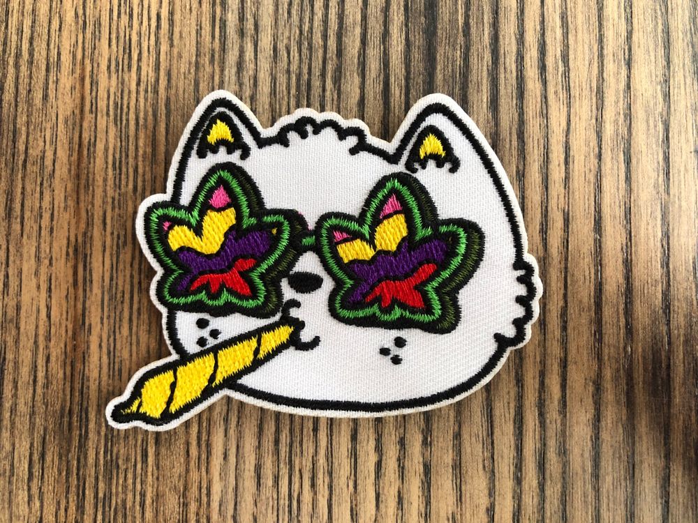 Aufnäher Patch zum Aufbügeln Katze Stoned Kiffen Weed | Kaufen auf Ricardo