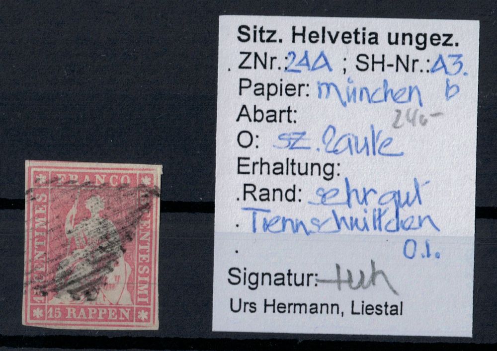 Strubel 24A 15Rp rosa mit schwarzer Raute vollrandig (Gebraucht) in Bern 14 für CHF 33 – mit ...