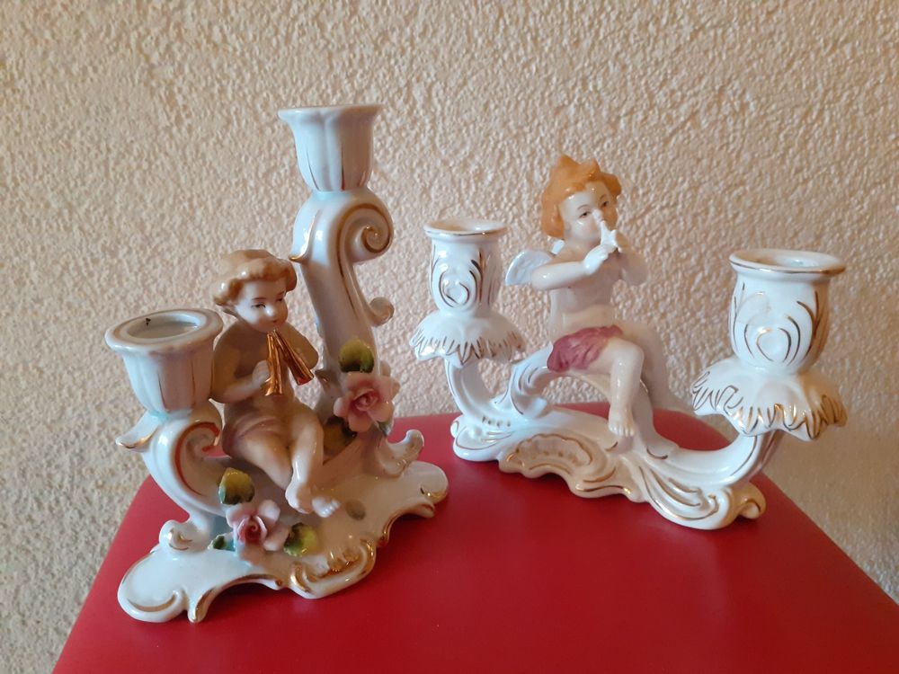 2 Kerzenständer mit Putti Putto Engel um 1950 | Kaufen auf Ricardo