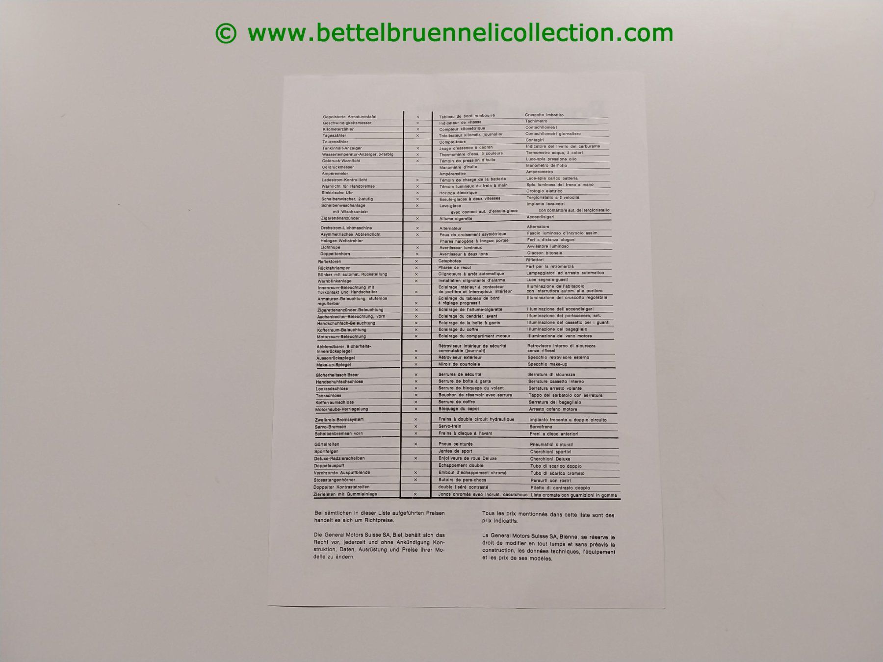 GM Ranger Model A 2500 Coupé 1970 Preisliste GM-Biel Montage (Gebraucht ...