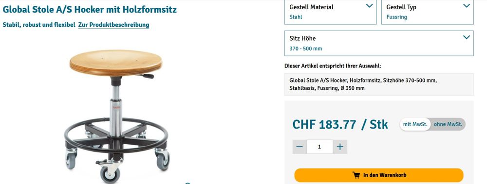 Global Stole A/S Hocker mit Holzformsitz (Neu (gemäss Beschreibung)) in ...