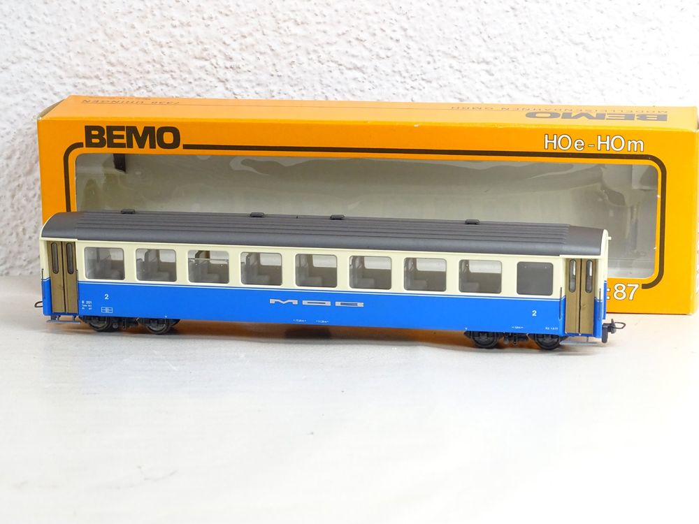 Bemo 3290 Personenwagen MOB, 2.Kl. Blau/Beige, H0m, OVP (Gebraucht) in ...