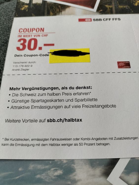 Sbb gutschein (Neu und originalverpackt) in Kriens für CHF 8 – mit Lieferung auf Ricardo kaufen