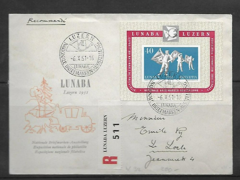 Block 1951 auf Brief Kat: CHF 200.- | Kaufen auf Ricardo