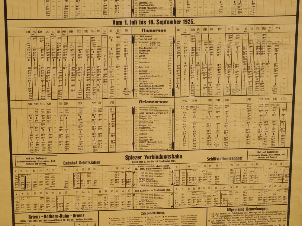 bls Antiker Fahrplan 1925 Thuner- Brienzersee Bahn & Schiff (Gebraucht) in Thun für CHF 89 – mit ...