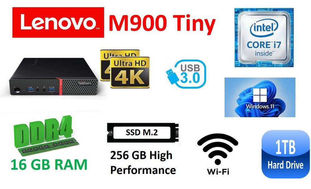 Lenovo Mini-PC M900 tiny i7-6700 1TB HD 256GB Win11pro WLAN (Gebraucht ...