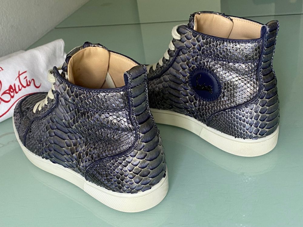 CHRISTIAN LOUBOUTIN Python Blau Holographic Hi Sneakers 43.5 | Kaufen ...