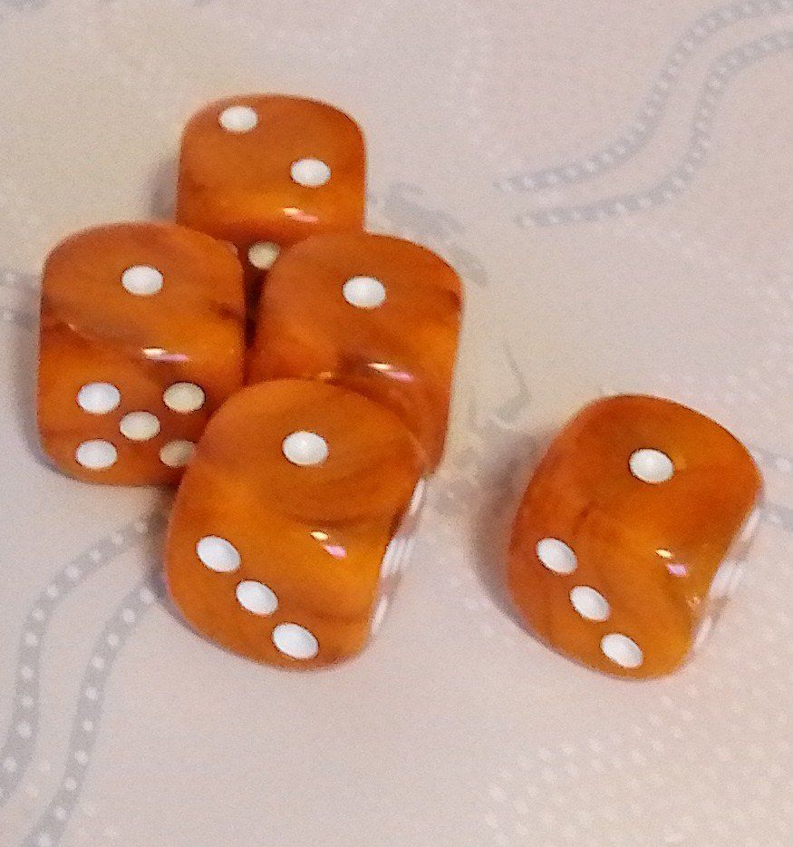 5 Würfel mit pearloptik orange / Ersatz Würfel Spiel (Gebraucht) in ...