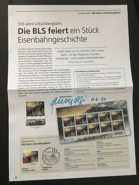 Autogramm alt BR Dölf Ogi "BLS feiert.." (Neu (gemäss Beschreibung)) in Niederrohrdorf für CHF 4 ...
