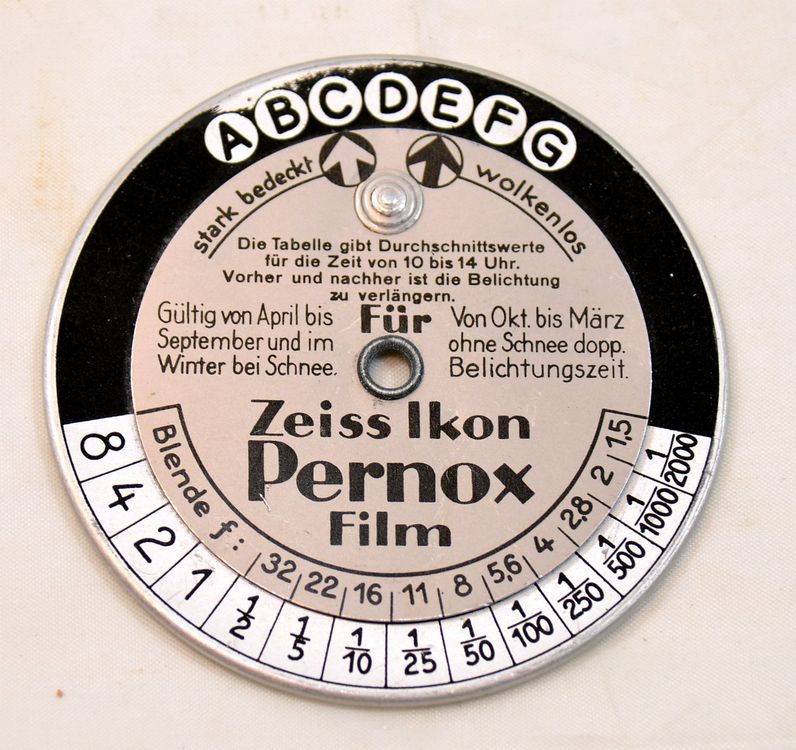 Zeiss Ikon Pernox Film Belichtungstabelle | Kaufen auf Ricardo