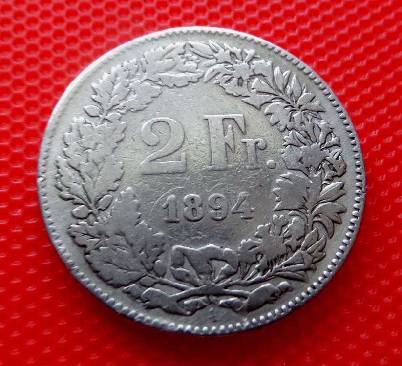 Alte Schweizer Silber Münze 2 Fr. 1894 sschönes Stück gebr (Gebraucht) in Glis für CHF 9 – mit ...