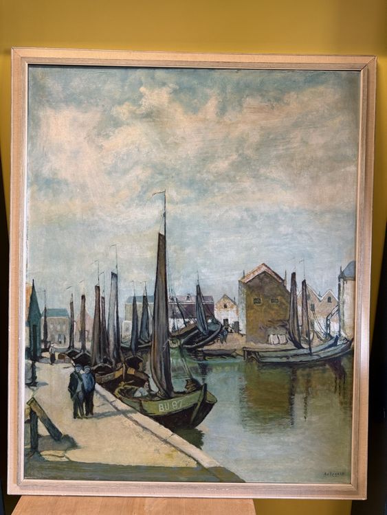 Ölgemälde Signiert Hafenansicht Fischerboote signiert gerah (Gebraucht) in Strengelbach für CHF ...