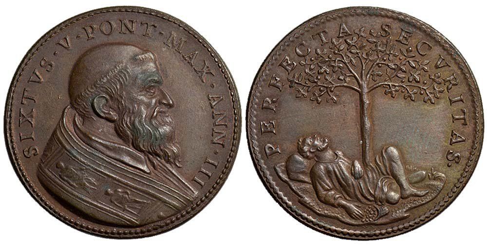b- Rom, Sixtus V, Medaille AN III (1588) (Gebraucht) in Chiasso für CHF ...