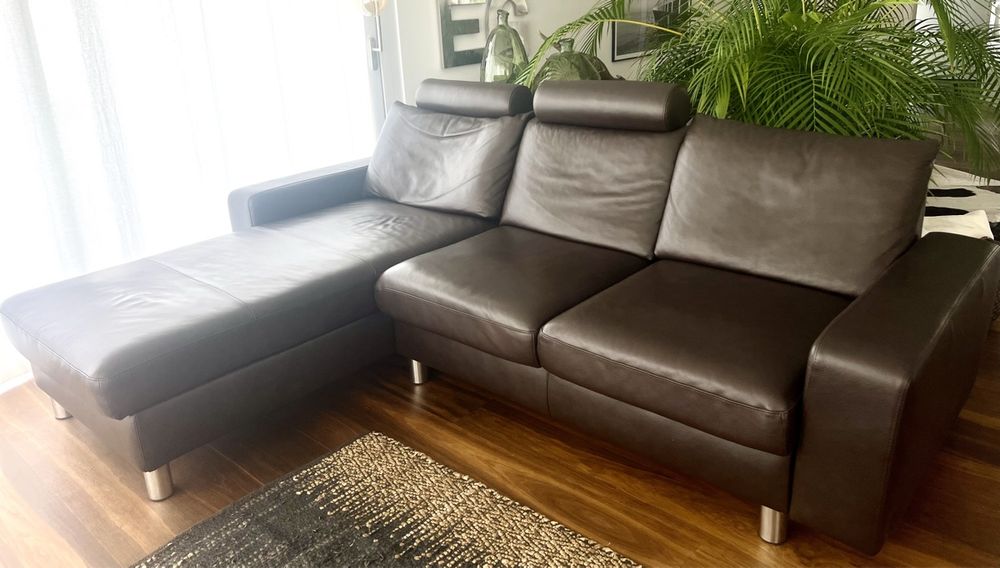 Stressless 2er Ledersofa mit Longseat und Hocker | Kaufen auf Ricardo