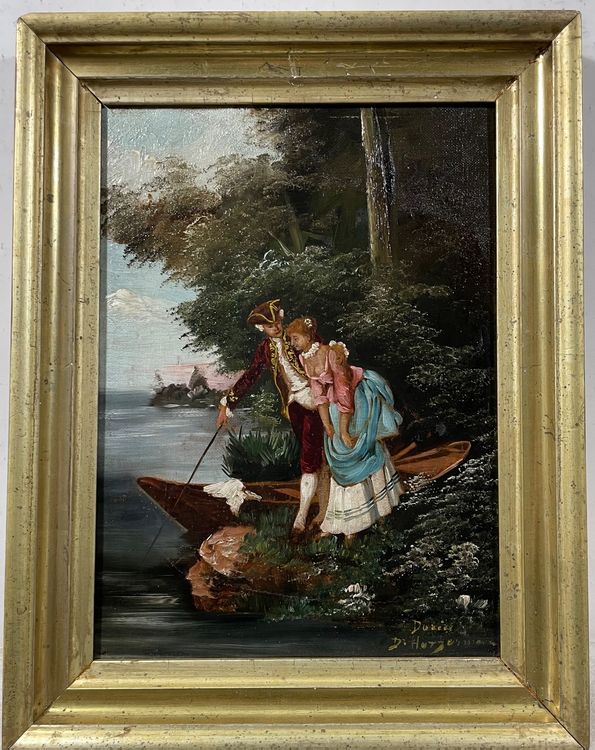 Antikes Gemälde von einem Paar am Flussufer unleserlich Sign (Gebraucht) in Root für CHF 70 ...