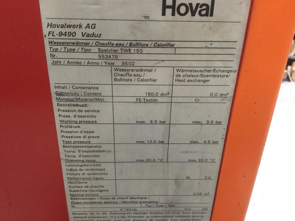 Hoval Ölheizung mit Boiler (Gebraucht) in für CHF 1 – nur Abholung auf ...