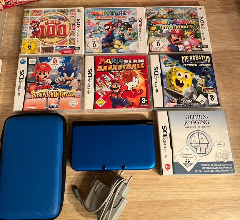 Nintendo 3DS XL + 7 Spiele Mario Party Basketball blau (Gebraucht) in ...