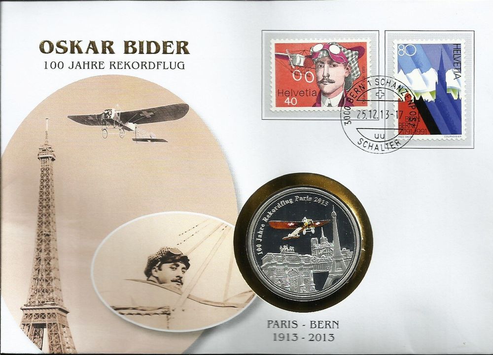 NUMISBRIEF OSKAR BIDER 100 JAHRE REKORDFLUG 1913 - 2013 | Kaufen auf Ricardo