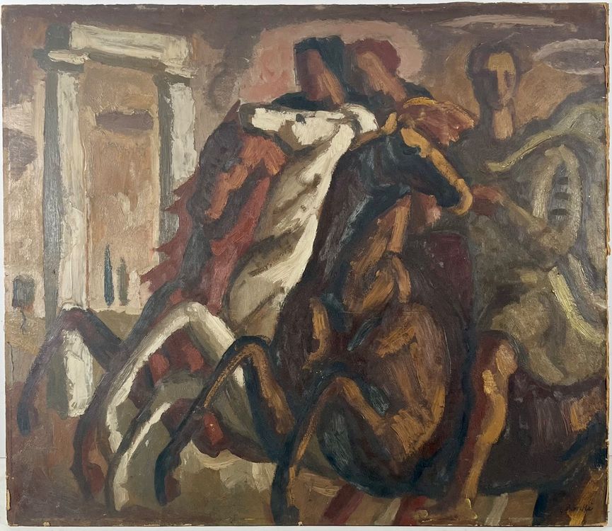 Louis Dunki (1856-1915) Pferden mit Reitern Gemälde (Gebraucht) in Root für CHF 104 – mit ...