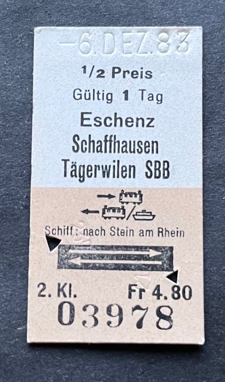Eschenz Schaffhausen Tägerwilen SBB- Bahn Schiff/ 1983 (Gebraucht) in Wabern für CHF 2.5 – mit ...